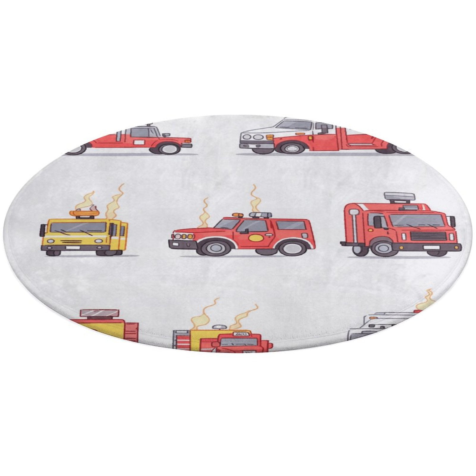 3ft Fire Engine Car Truck Circular Floor Mat, Kitchen Shower Floor Mat ...