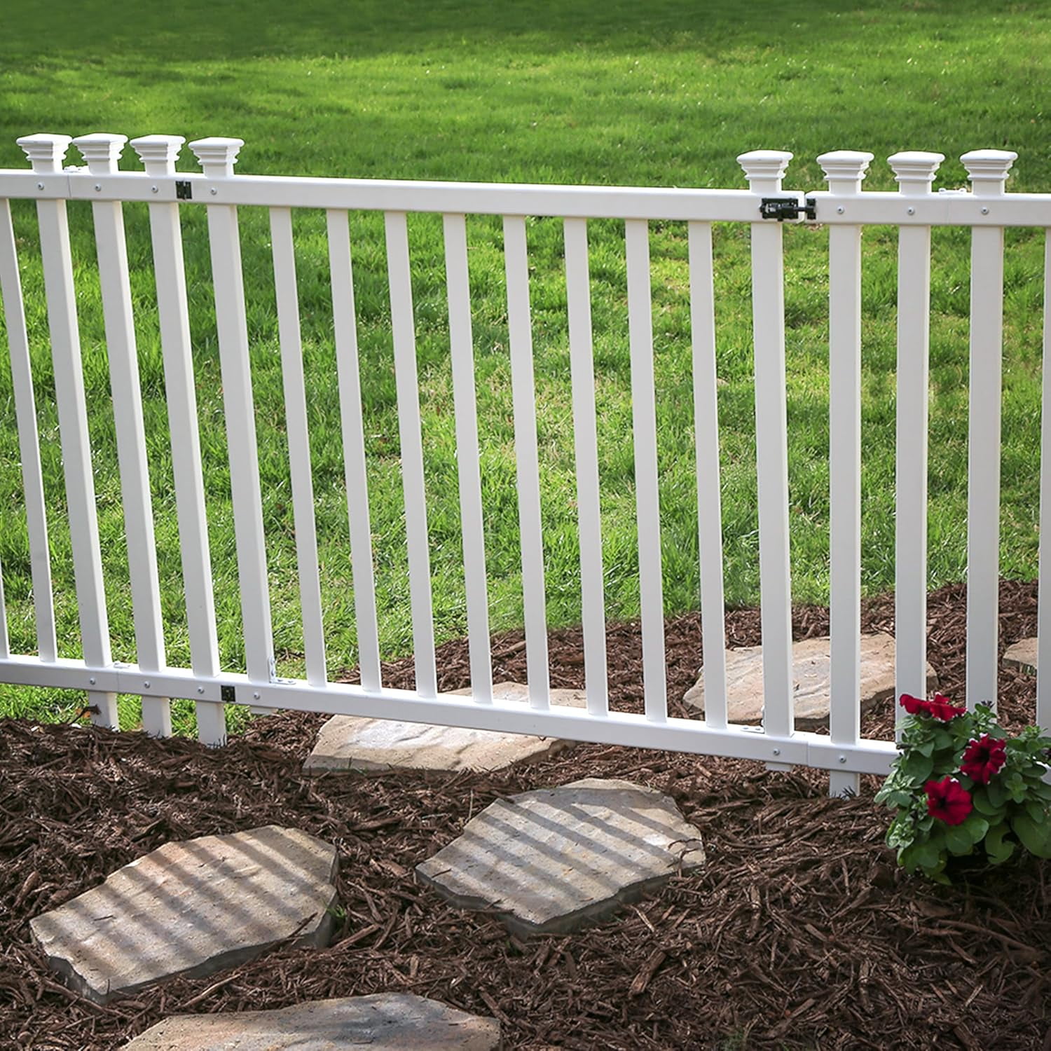 3ft H x 4.2ft W (1 Gate) No Dig Zippity Baskenridge Gate Kit, White ...