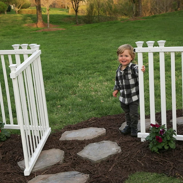 3ft H x 4.2ft W (1 Gate) No Dig Gate Kit, White Vinyl Picket Fence Gate ...