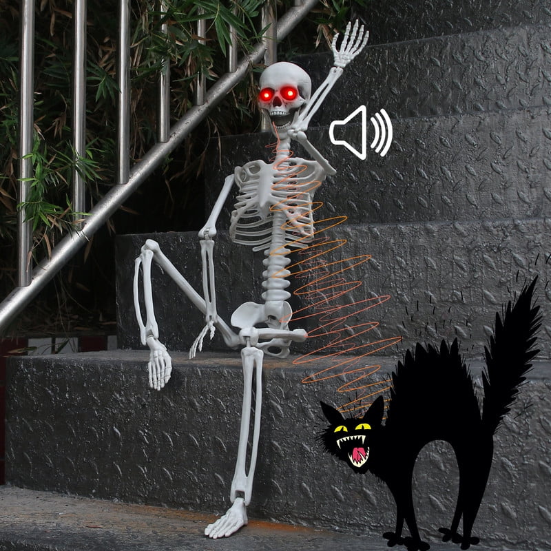 3ft Halloween Realistic Full Body Skeleton Life Size Sound Activated ...