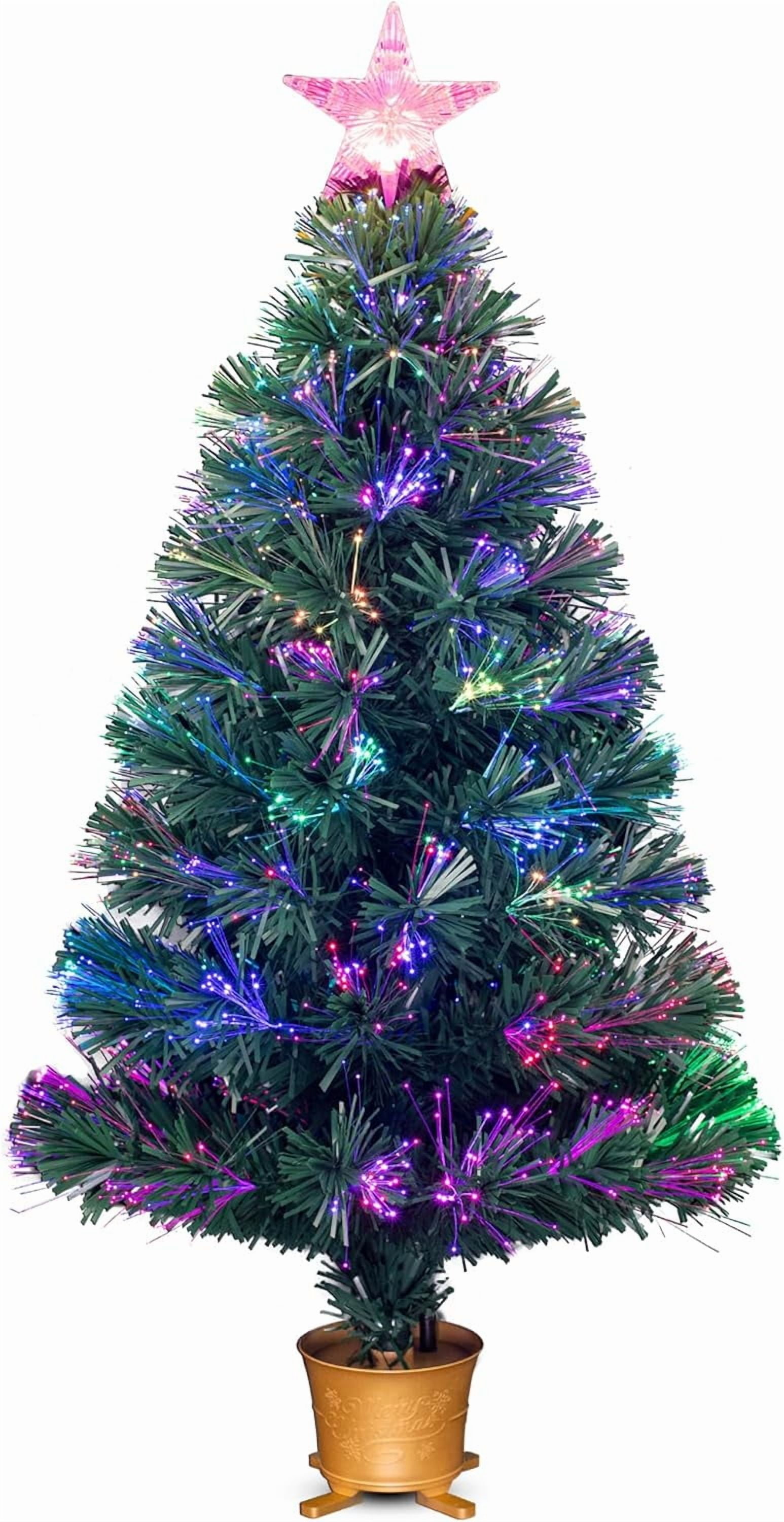 3ft Lighted Mini Fiber Optic Tabletop Faux Xmas Tree，Small Xmas Tree ...