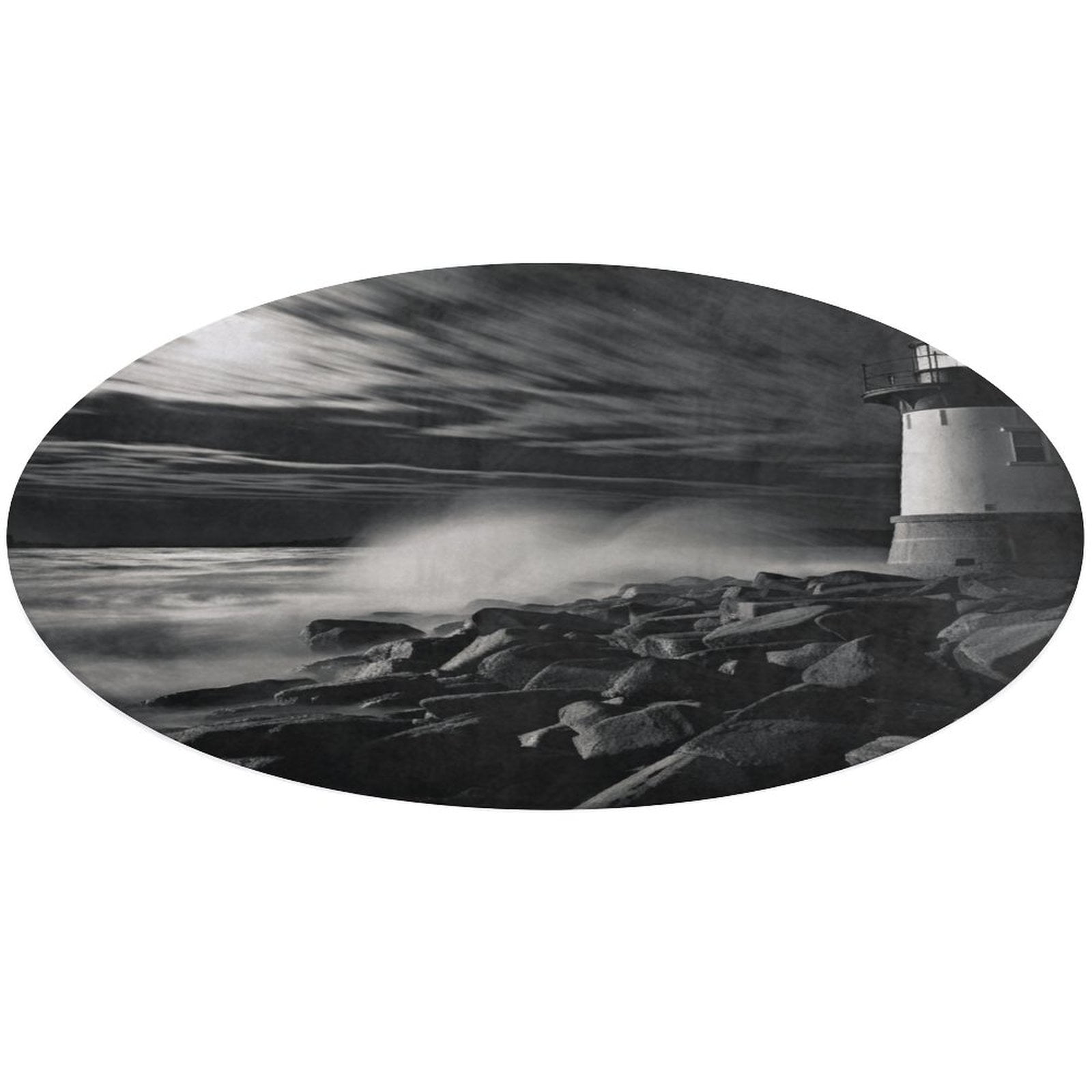 3ft Ocean Lighthouse Ultra-Thin Washable Round Rug - Non Slip Non ...