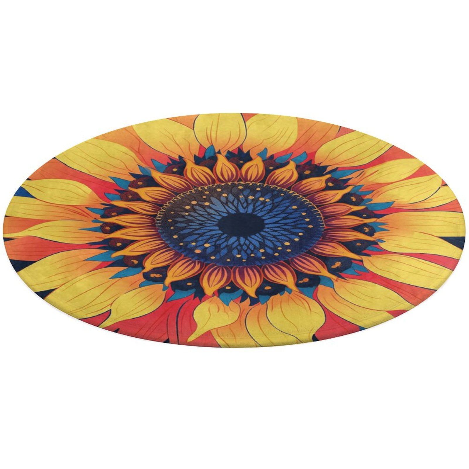 3ft Oil Painting of Sunflowers Circular Floor Mat, Kitchen Shower Floor ...