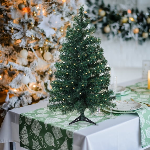 3ft Pre-Lit Artificial Christmas Tree with 25 Warm White LED Lights ...