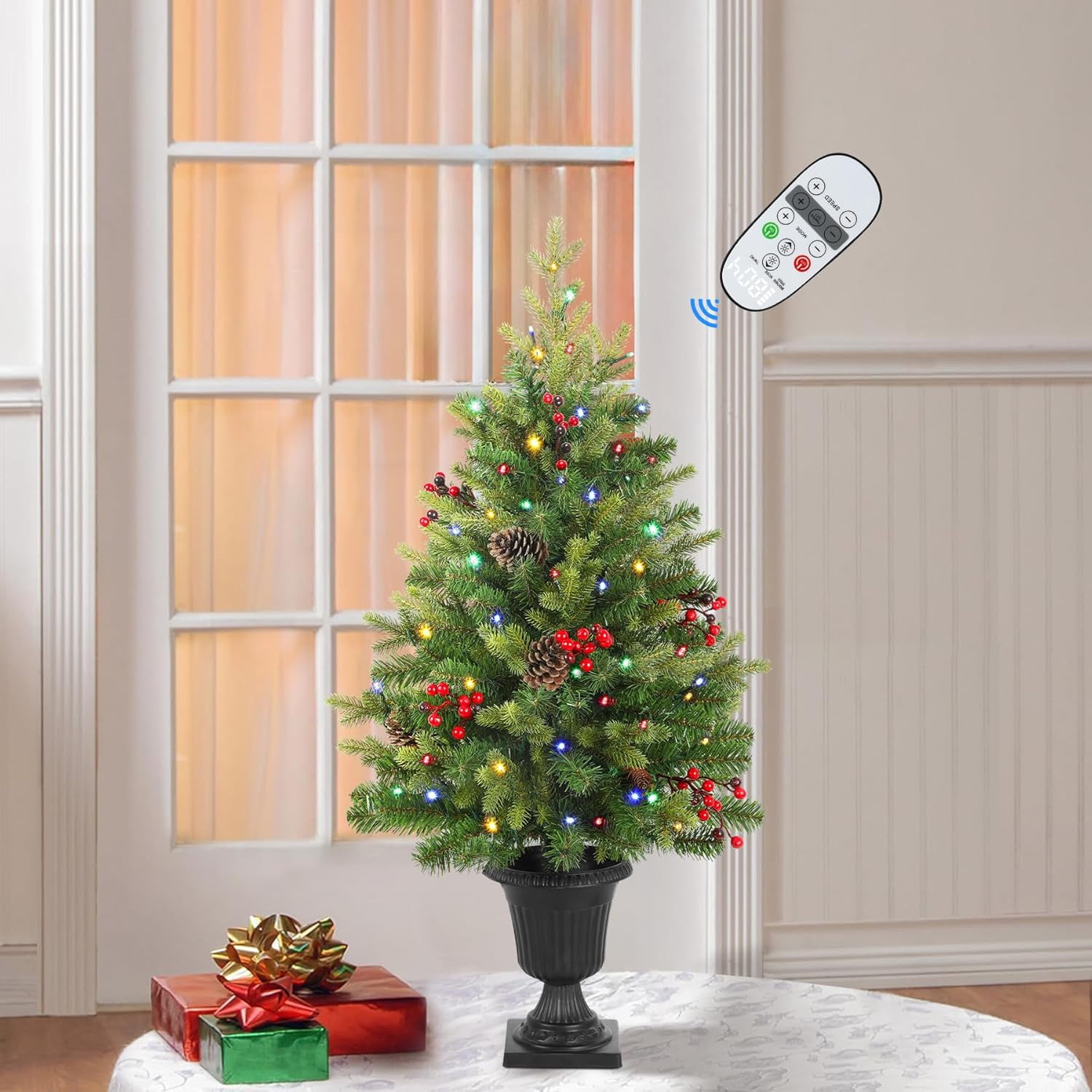 3ft Prelit Artificial Christmas Tree Mini Entrances Tree Pre-lit with ...