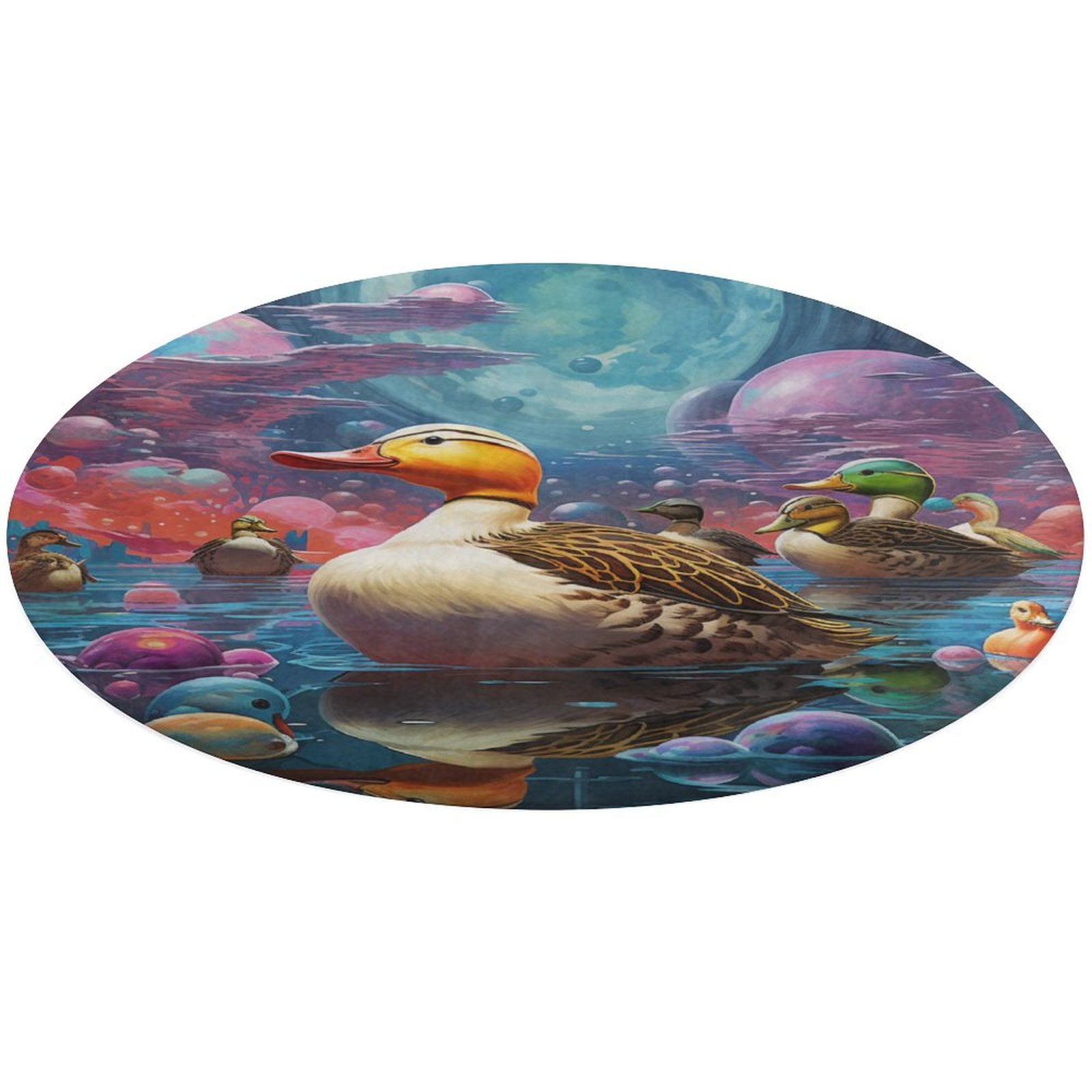 3ft Q-version Funny Little Yellow Duck Washable Circular Carpet And ...