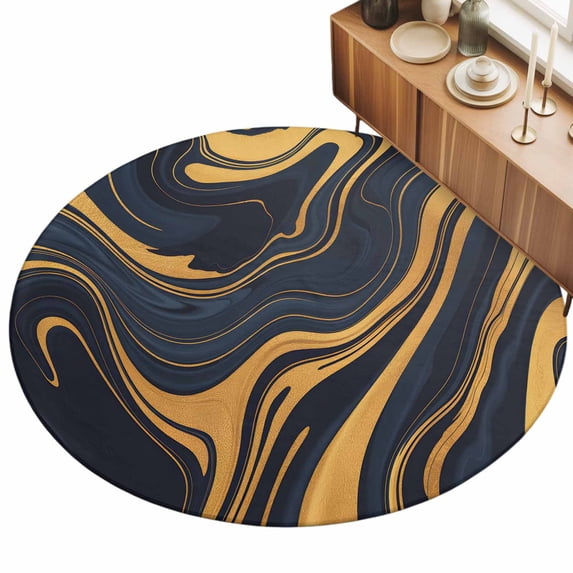 3ft Round Rug Abstract Marble Area Rugs for Living Room Bedroom ...