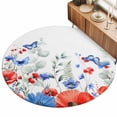 3ft Round Rug Blue Red Flowers Area Rugs for Living Room Bedroom ...