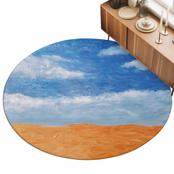 3ft Round Rug Blue Sky Area Rugs for Living Room Bedroom Washable Non ...