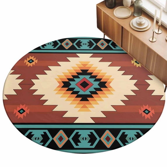 3ft Round Rug Boho Area Rugs for Living Room Bedroom Washable Non Slip ...