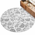 3ft Round Rug Boho Grey Floral Area Rugs for Living Room Bedroom ...