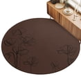 3ft Round Rug Brown Flowers Area Rugs for Living Room Bedroom Washable ...