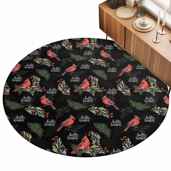 3ft Round Rug Cardinal Bird Area Rugs for Living Room Bedroom Washable ...