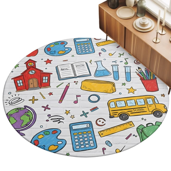 3ft Round Rug Cartoon Educational Elements Area Rugs for Living Room ...
