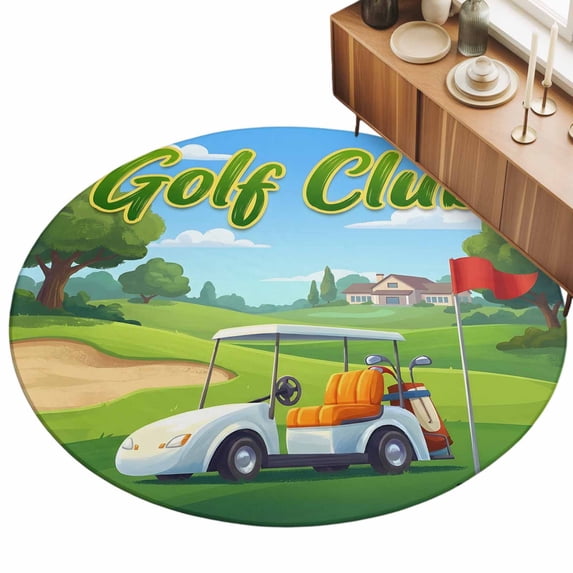 3ft Round Rug Cartoon Golf Area Rugs for Living Room Bedroom Washable ...