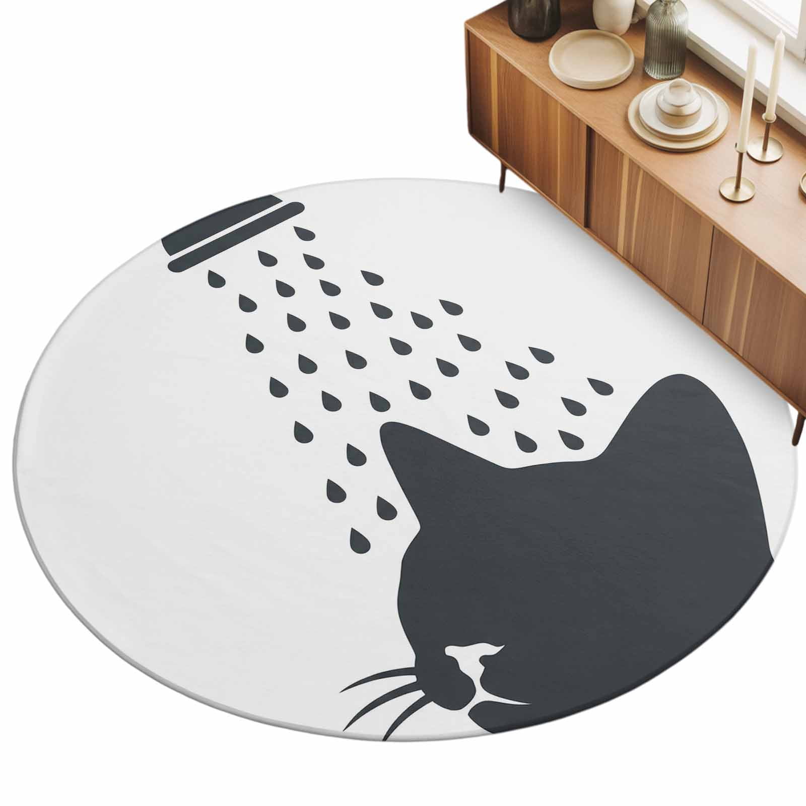 3ft Round Rug Cats Showering Area Rugs for Living Room Bedroom Washable ...