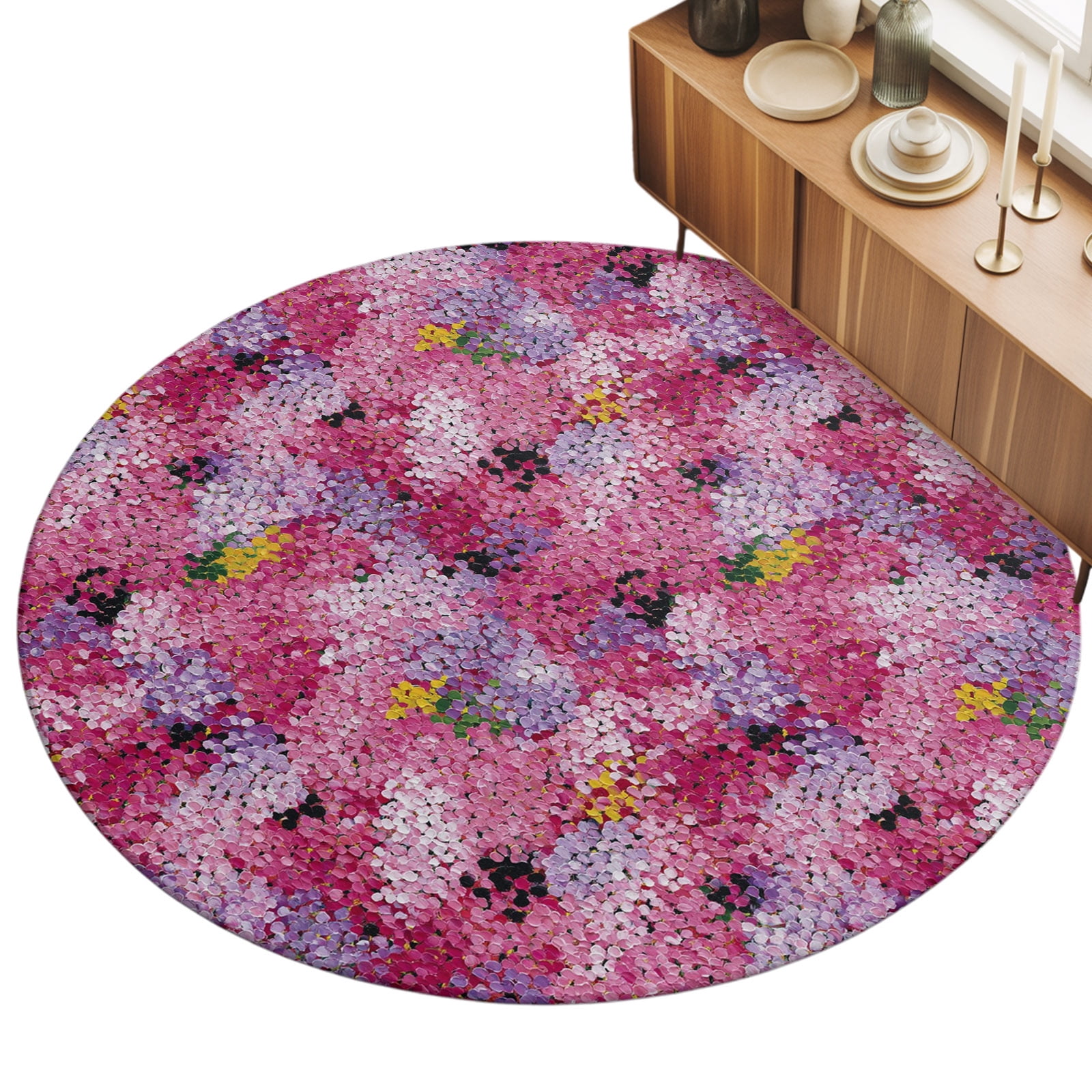 3ft Round Rug Cherry Blossom Area Rugs for Living Room Bedroom Washable ...