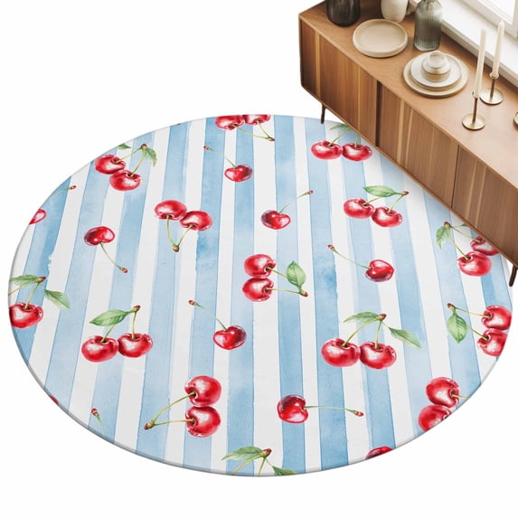 3ft Round Rug Cherry Farmhouse Area Rugs for Living Room Bedroom ...