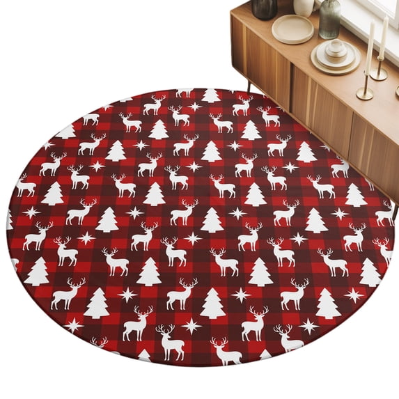 3ft Round Rug Christmas Area Rugs for Living Room Bedroom Washable Non ...