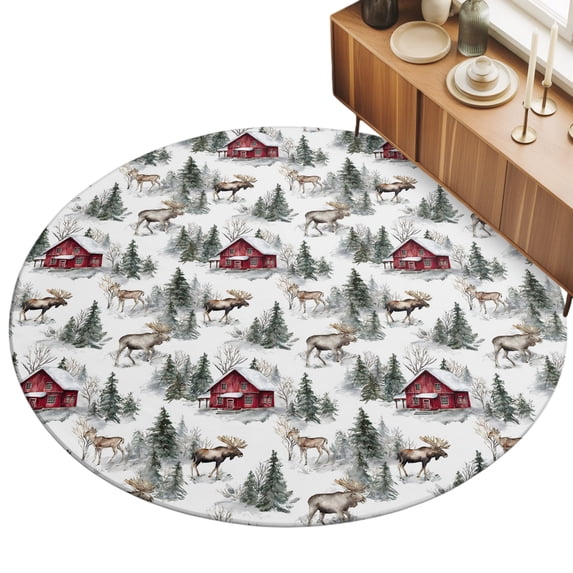 3ft Round Rug Christmas Area Rugs for Living Room Bedroom Washable Non ...