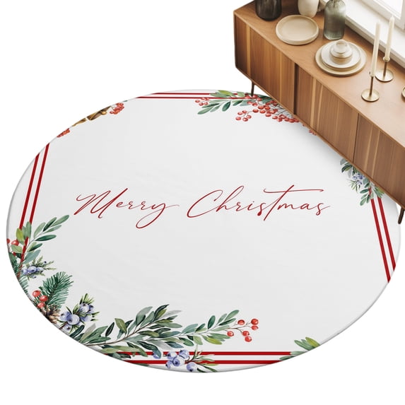3ft Round Rug Christmas Area Rugs for Living Room Bedroom Washable Non ...