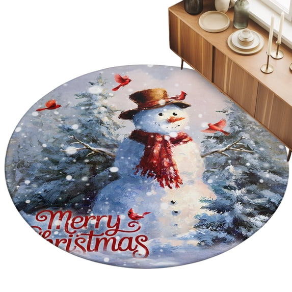 3ft Round Rug Christmas Snowman Area Rugs for Living Room Bedroom ...