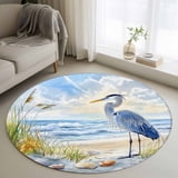 3ft Round Rug, Coastal Birds Non-Skid Rubber Backing Large Area Rugs ...