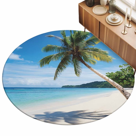 3ft Round Rug Coastal Tropical Area Rugs for Living Room Bedroom ...