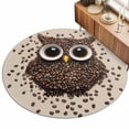 3ft Round Rug Coffee Owl Area Rugs for Living Room Bedroom Washable Non ...