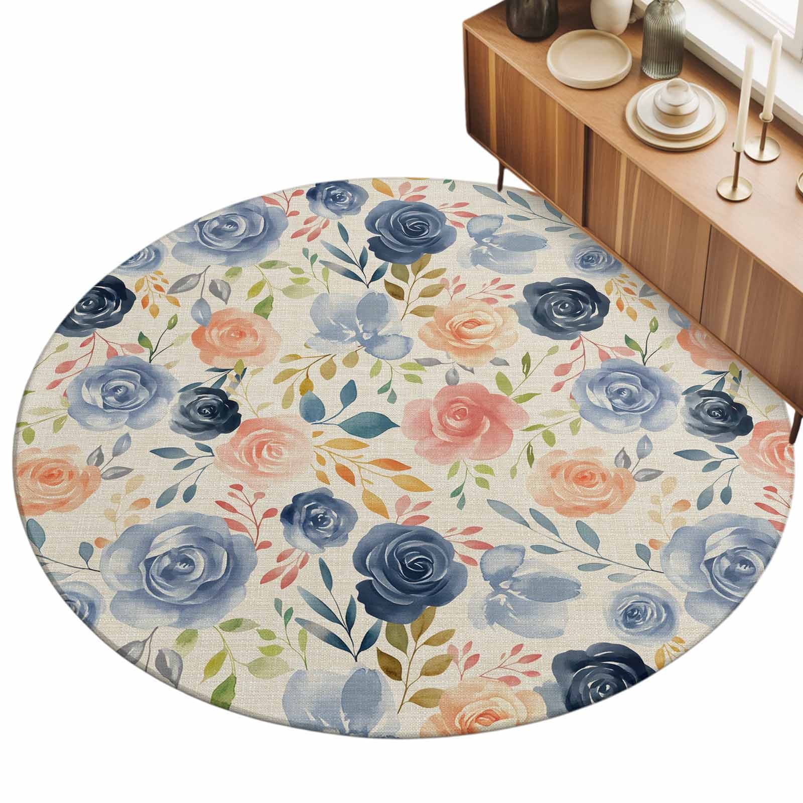 3ft Round Rug Colorful Flowers Area Rugs for Living Room Bedroom ...