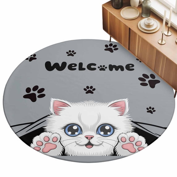 3ft Round Rug Cute Cats Area Rugs for Living Room Bedroom Washable Non ...