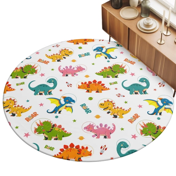 3ft Round Rug Cute Dinosaur Area Rugs for Living Room Bedroom Washable ...