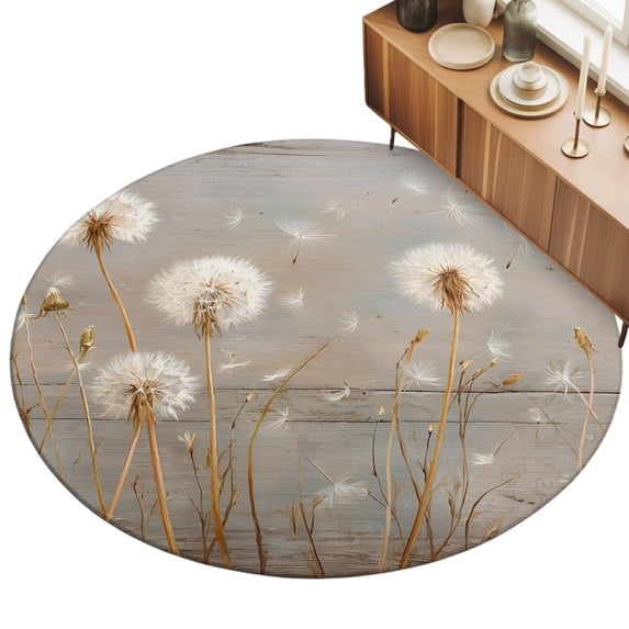 3ft Round Rug Dandelions Area Rugs for Living Room Bedroom Washable Non ...