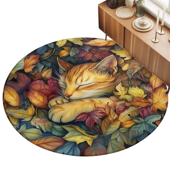 3ft Round Rug Fall Area Rugs for Living Room Bedroom Washable Non Slip ...