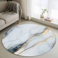 3ft Round Rug, Gray Marble Non-Skid Rubber Backing Large Area Rugs ...