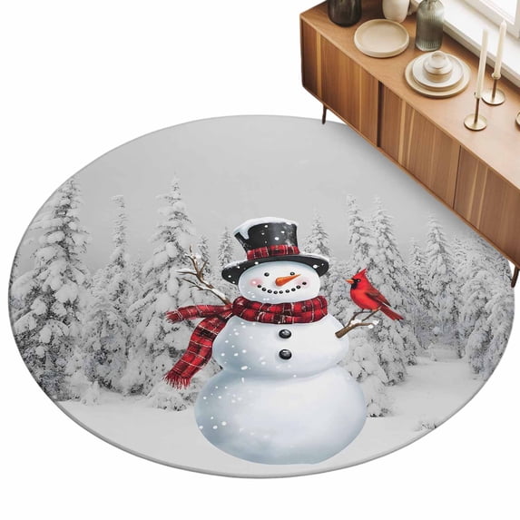 3ft Round Rug Grey Christmas Area Rugs for Living Room Bedroom Washable ...