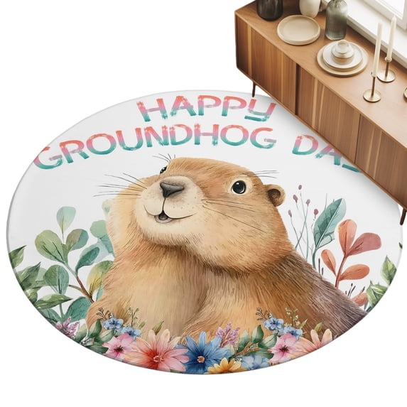 3ft Round Rug Ground Rat Flower Bushes Rustic Leaves Area Rugs for ...