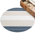3ft Round Rug Haze Blue Beige Stripe Area Rugs for Living Room Bedroom ...
