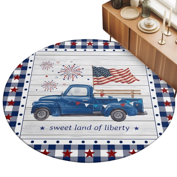 3ft Round Rug Independence Day Area Rugs for Living Room Bedroom ...
