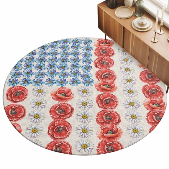 3ft Round Rug Independence Day Area Rugs for Living Room Bedroom ...