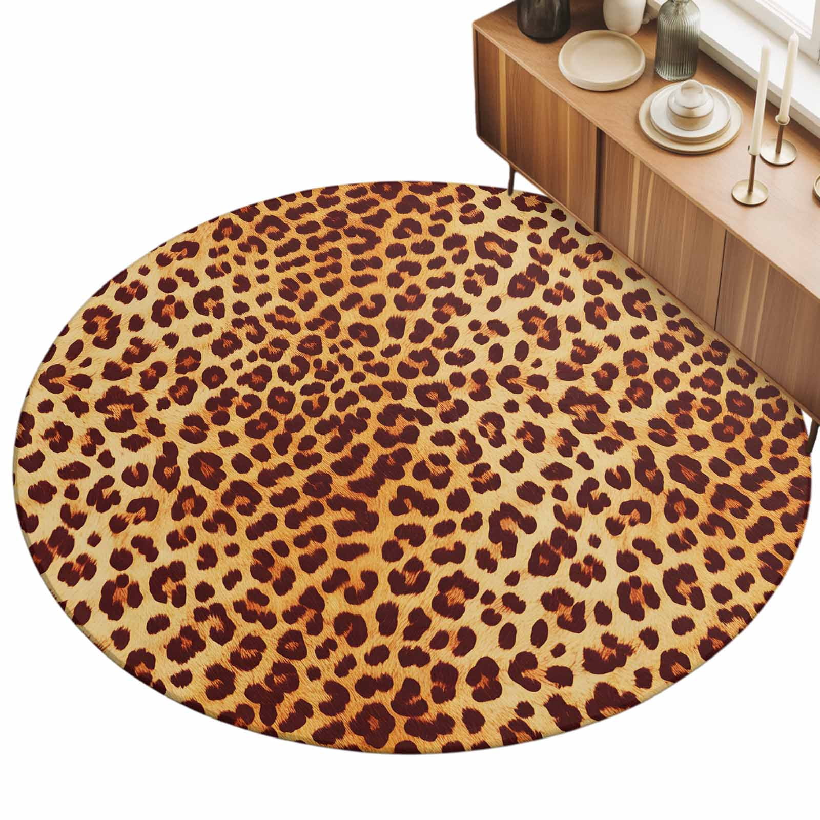 3ft Round Rug Leopard Texture Print Area Rugs for Living Room Bedroom ...