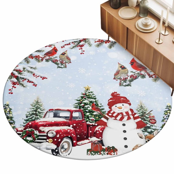 3ft Round Rug Light Blue Christmas Area Rugs for Living Room Bedroom ...