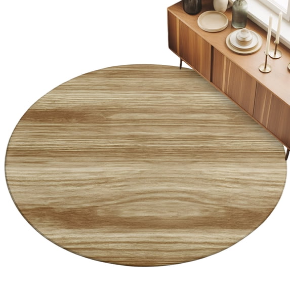 3ft Round Rug Light Brown Wood Grain Area Rugs for Living Room Bedroom ...