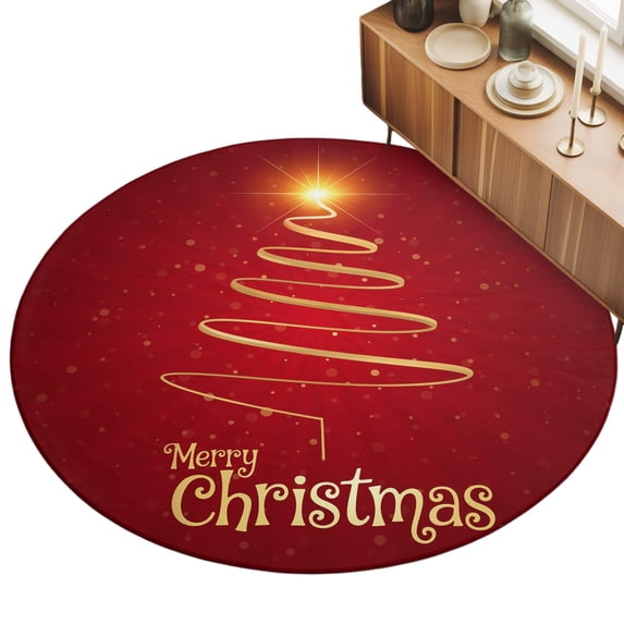 3ft Round Rug Merry Christmas Area Rugs for Living Room Bedroom ...