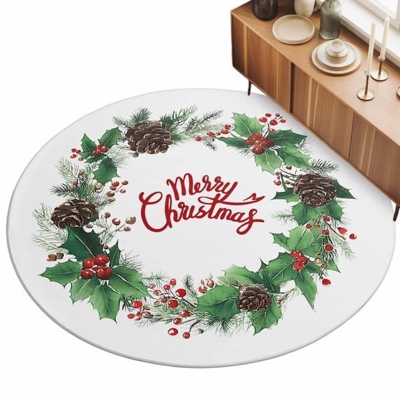 3ft Round Rug Merry Christmas Area Rugs for Living Room Bedroom ...
