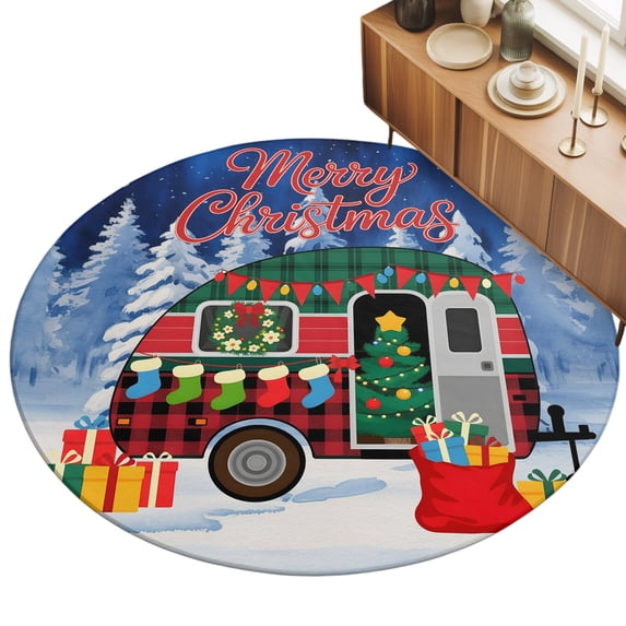 3ft Round Rug Merry Christmas Area Rugs for Living Room Bedroom ...
