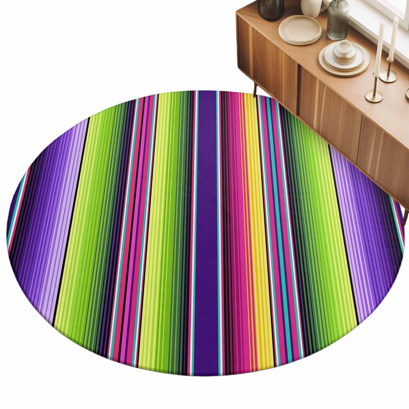 3ft Round Rug Mexican Style Area Rugs for Living Room Bedroom Washable ...