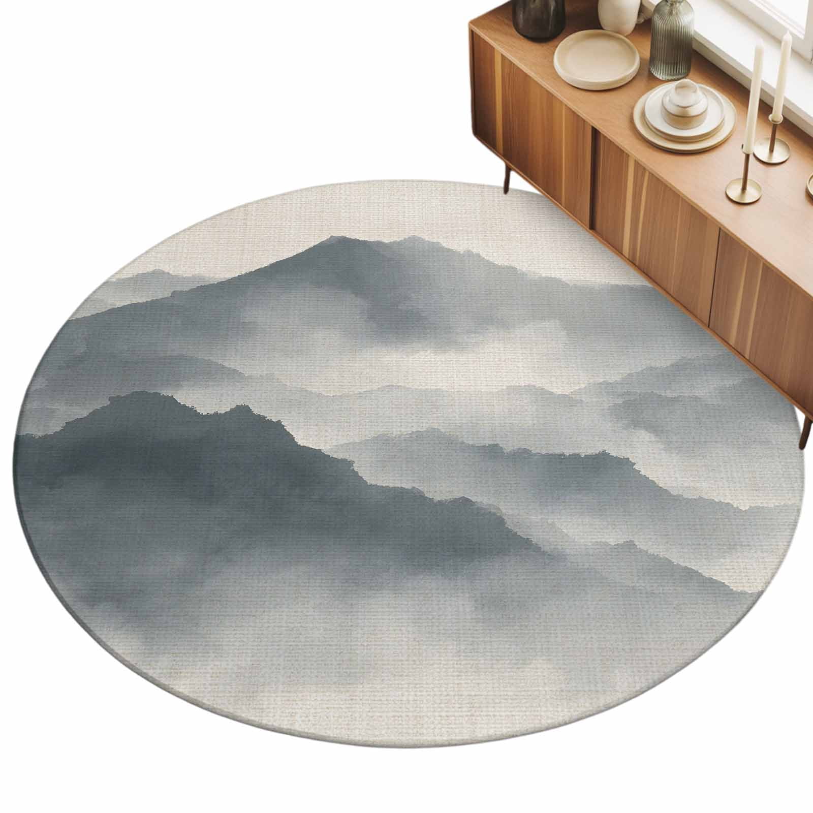 3ft Round Rug Mountain Peak Area Rugs for Living Room Bedroom Washable ...