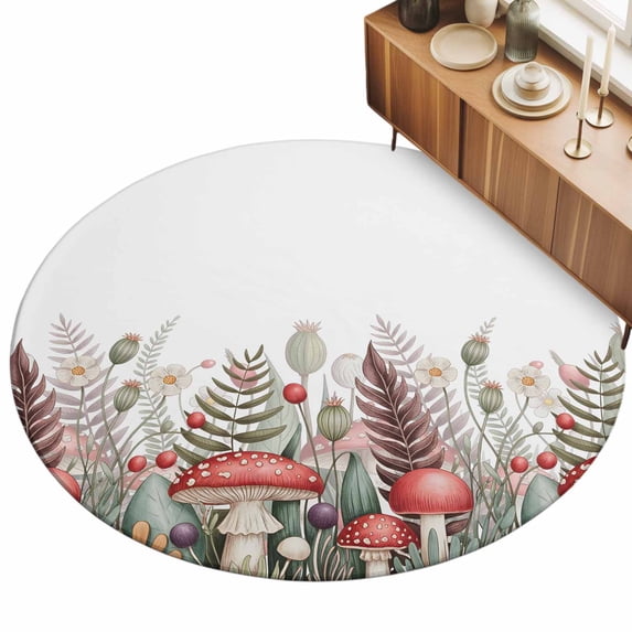 3ft Round Rug Mushrooms Country Area Rugs for Living Room Bedroom ...