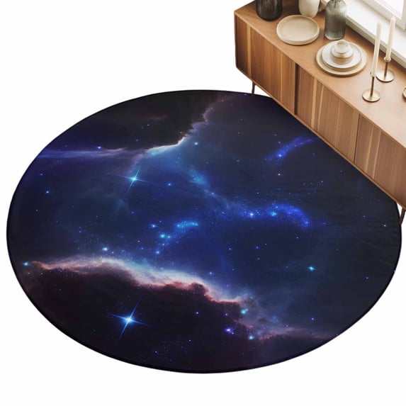 3ft Round Rug Navy Blue Sky Area Rugs for Living Room Bedroom Washable ...